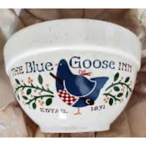 Dining | Vintage The Blue Goose Inn Vintage Pottery Bowl White Blue ...